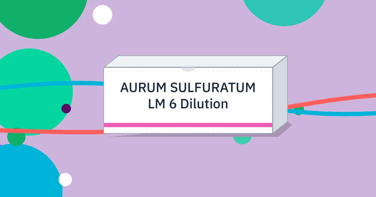 Symbolbild: Packung mit der Aufschrift AURUM SULFURATUM LM 6 Dilution (PZN 09430392) – Verfügbarkeit und Bezug in Apotheken in Frankfurt am Main