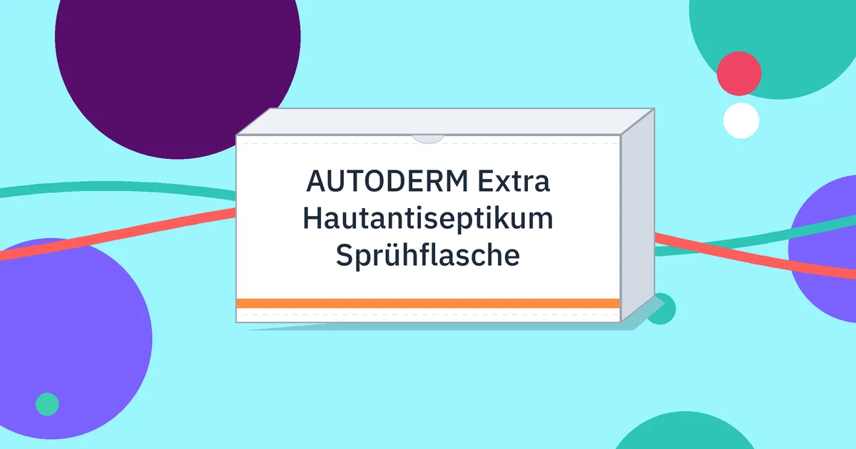 Symbolbild: Packung mit der Aufschrift AUTODERM Extra Hautantiseptikum Sprühflasche (PZN 03107359) – Verfügbarkeit und Bezug in Apotheken in Frankfurt am Main