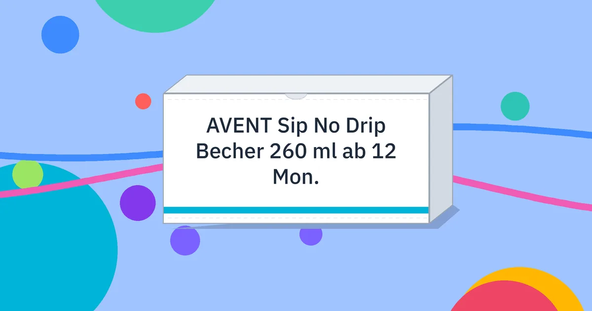 Symbolbild: Packung mit der Aufschrift AVENT Sip No Drip Becher 260 ml ab 12 Mon. (PZN 10556589) – Verfügbarkeit und Bezug in Apotheken in Frankfurt am Main