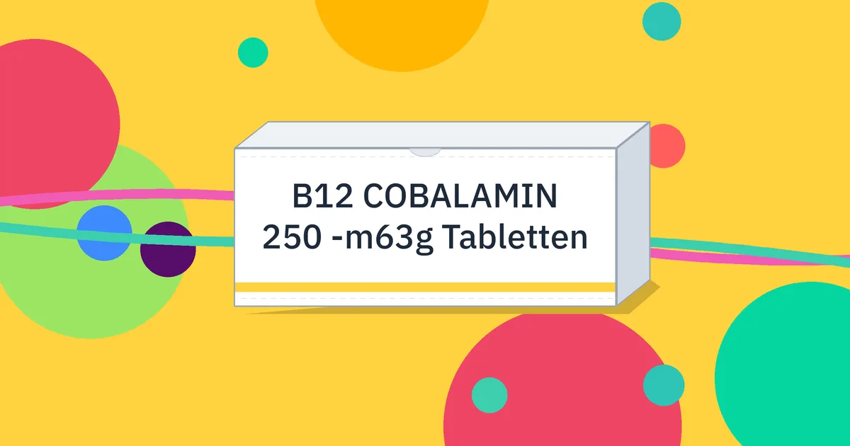 Symbolbild: Packung mit der Aufschrift B12 COBALAMIN 250 -m63g Tabletten (PZN 18225395) – Verfügbarkeit und Bezug in Apotheken in Frankfurt am Main