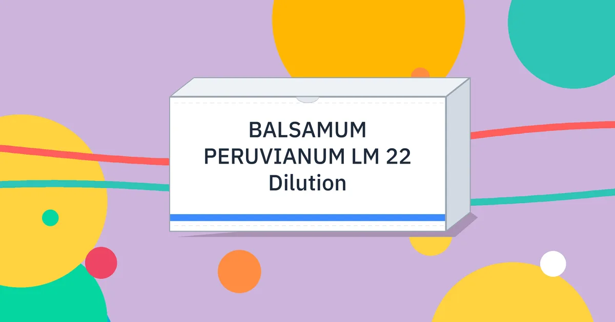 Symbolbild: Packung mit der Aufschrift BALSAMUM PERUVIANUM LM 22 Dilution (PZN 12787324) – Verfügbarkeit und Bezug in Apotheken in Frankfurt am Main