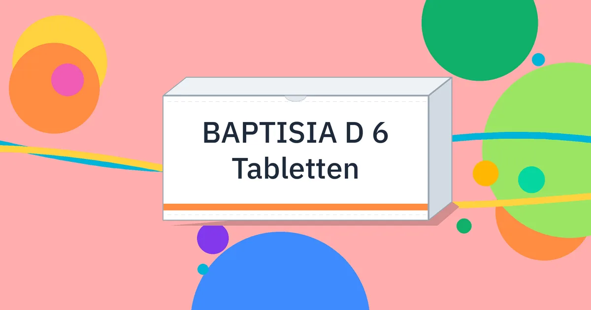 Symbolbild: Packung mit der Aufschrift BAPTISIA D 6 Tabletten (PZN 02626347) – Verfügbarkeit und Bezug in Apotheken in Frankfurt am Main