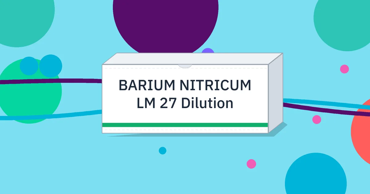 Symbolbild: Packung mit der Aufschrift BARIUM NITRICUM LM 27 Dilution (PZN 13377864) – Verfügbarkeit und Bezug in Apotheken in Frankfurt am Main