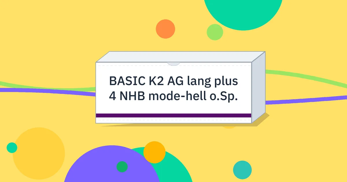 Symbolbild: Packung mit der Aufschrift BASIC K2 AG lang plus 4 NHB mode-hell o.Sp. (PZN 20267596) – Verfügbarkeit und Bezug in Apotheken in Frankfurt am Main