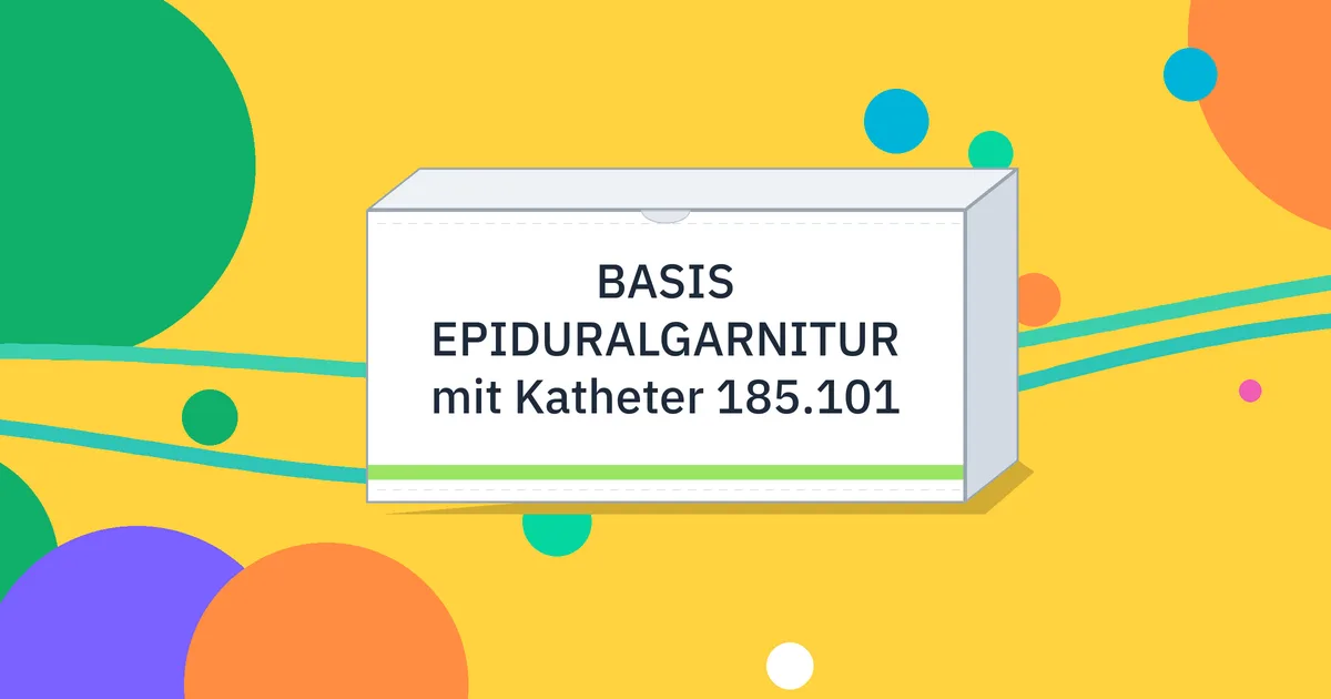 Symbolbild: Packung mit der Aufschrift BASIS EPIDURALGARNITUR mit Katheter 185.101 (PZN 00875744) – Verfügbarkeit und Bezug in Apotheken in Frankfurt am Main