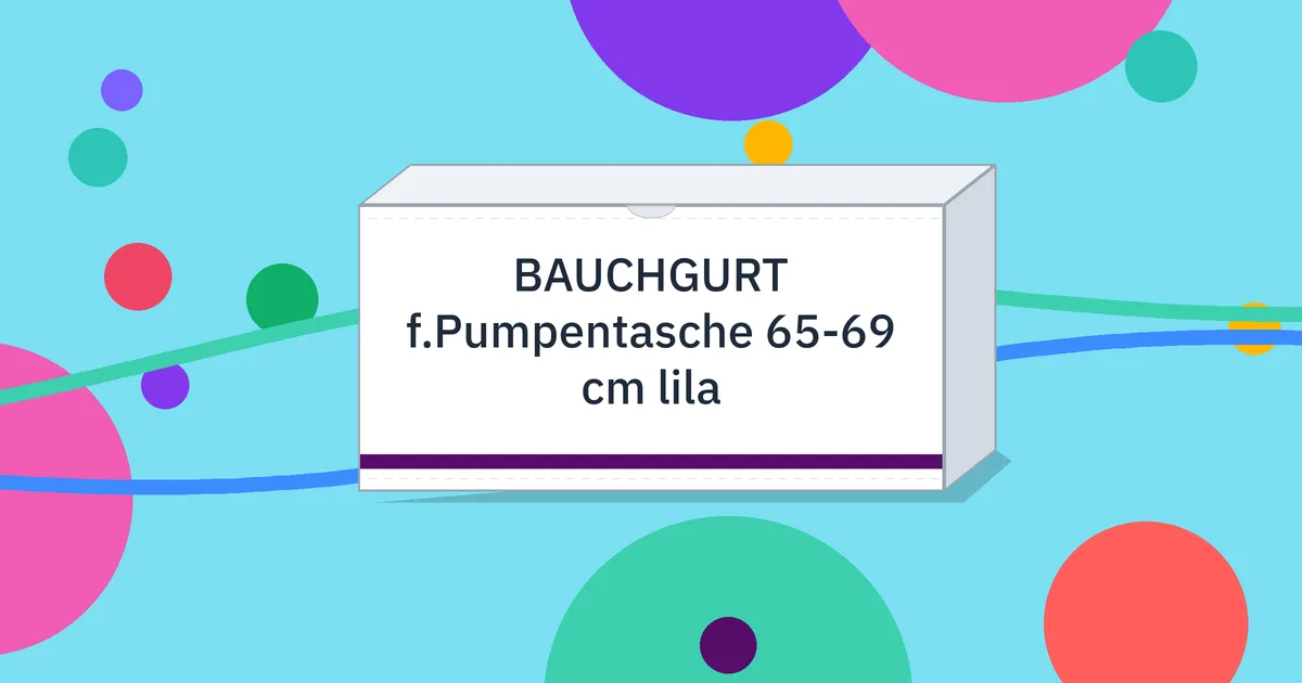 Symbolbild: Packung mit der Aufschrift BAUCHGURT f.Pumpentasche 65-69 cm lila (PZN 11552518) – Verfügbarkeit und Bezug in Apotheken in Frankfurt am Main