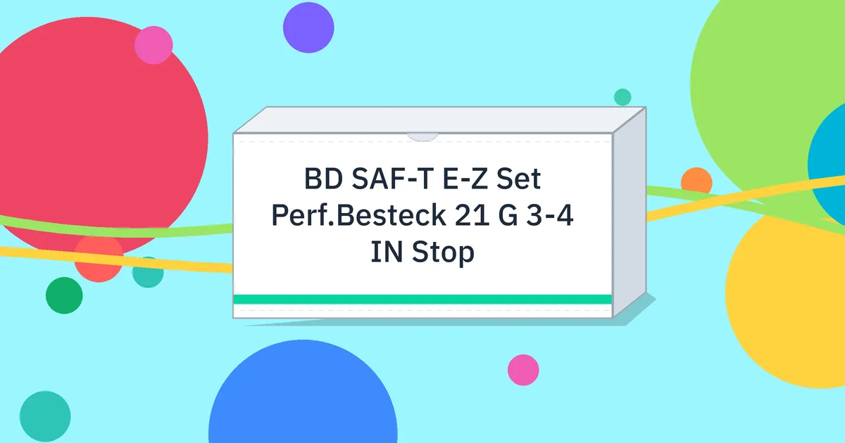 Symbolbild: Packung mit der Aufschrift BD SAF-T E-Z Set Perf.Besteck 21 G 3-4 IN Stop (PZN 07546937) – Verfügbarkeit und Bezug in Apotheken in Frankfurt am Main