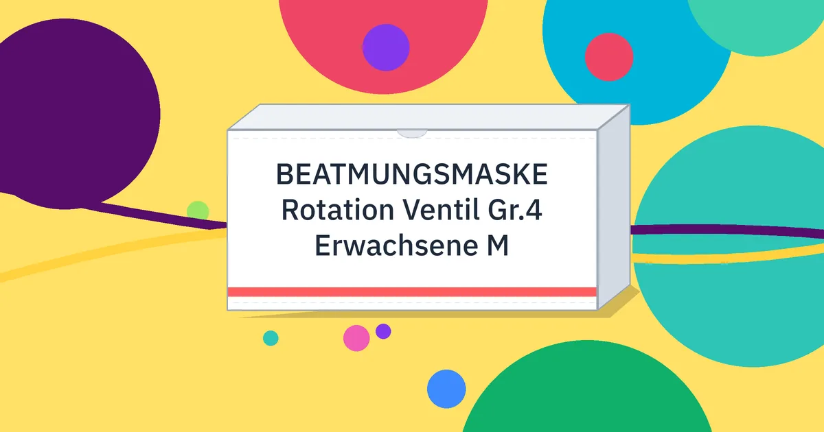 Symbolbild: Packung mit der Aufschrift BEATMUNGSMASKE Rotation Ventil Gr.4 Erwachsene M (PZN 16211911) – Verfügbarkeit und Bezug in Apotheken in Frankfurt am Main