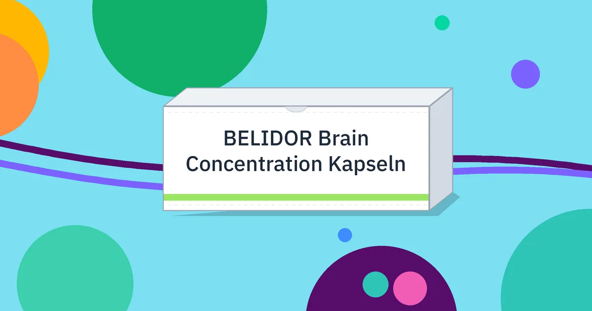 Symbolbild: Packung mit der Aufschrift BELIDOR Brain Concentration Kapseln (PZN 19227775) – Verfügbarkeit und Bezug in Apotheken in Frankfurt am Main
