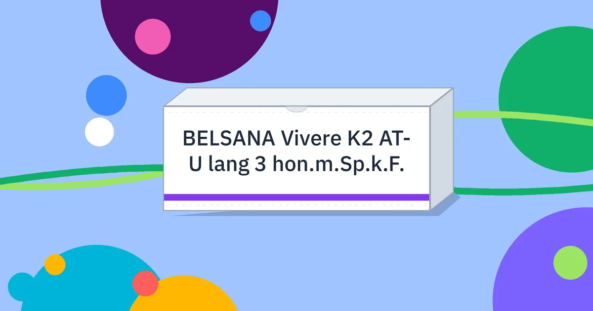 Symbolbild: Packung mit der Aufschrift BELSANA Vivere K2 AT-U lang 3 hon.m.Sp.k.F. (PZN 08537573) – Verfügbarkeit und Bezug in Apotheken in Frankfurt am Main
