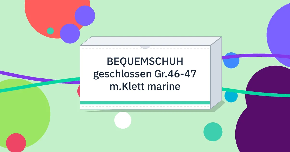 Symbolbild: Packung mit der Aufschrift BEQUEMSCHUH geschlossen Gr.46-47 m.Klett marine (PZN 16170454) – Verfügbarkeit und Bezug in Apotheken in Frankfurt am Main