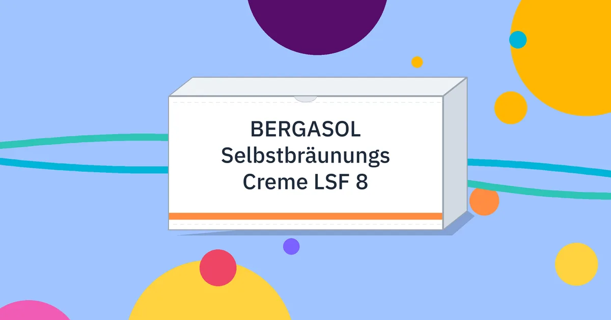 Symbolbild: Packung mit der Aufschrift BERGASOL Selbstbräunungs Creme LSF 8 (PZN 01307491) – Verfügbarkeit und Bezug in Apotheken in Frankfurt am Main