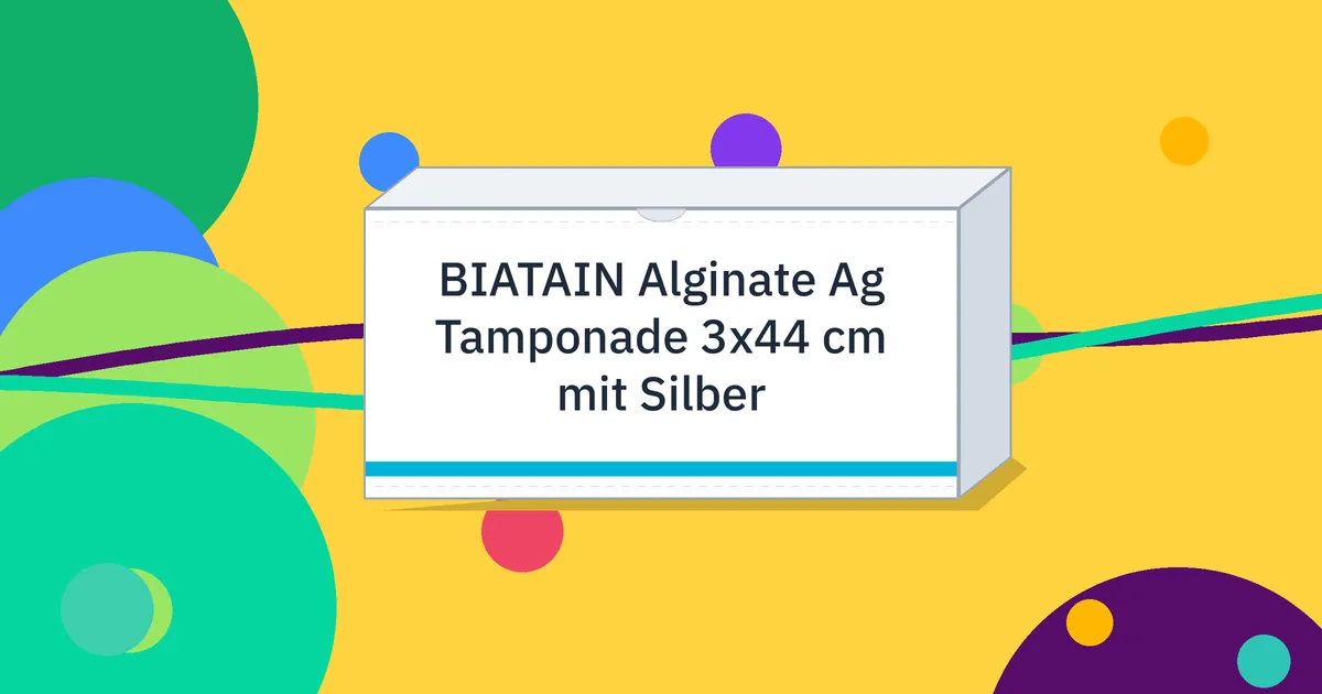 Symbolbild: Packung mit der Aufschrift BIATAIN Alginate Ag Tamponade 3x44 cm mit Silber (PZN 17875228) – Verfügbarkeit und Bezug in Apotheken in Frankfurt am Main