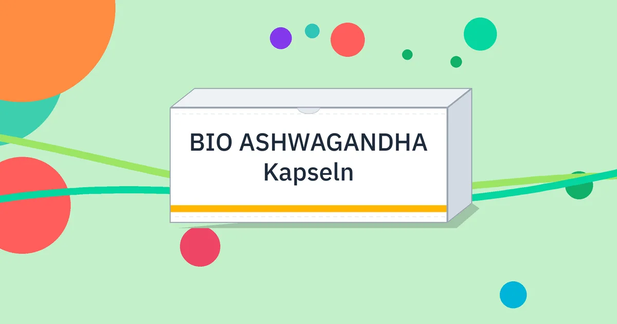 Symbolbild: Packung mit der Aufschrift BIO ASHWAGANDHA Kapseln (PZN 13354455) – Verfügbarkeit und Bezug in Apotheken in Frankfurt am Main