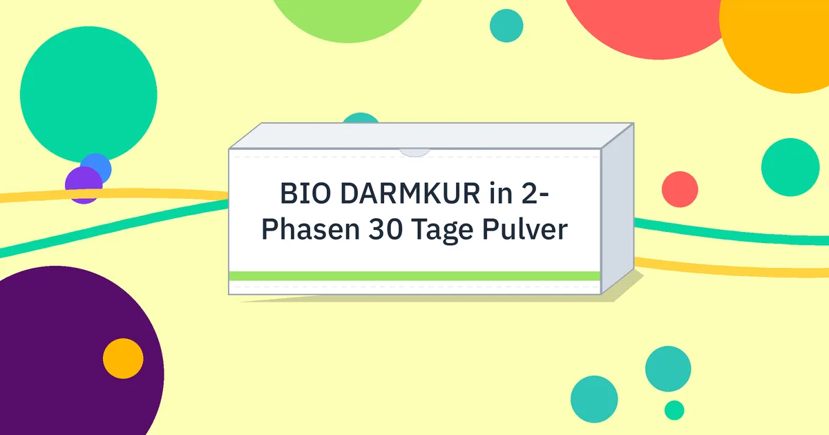 Symbolbild: Packung mit der Aufschrift BIO DARMKUR in 2-Phasen 30 Tage Pulver (PZN 19116432) – Verfügbarkeit und Bezug in Apotheken in Frankfurt am Main