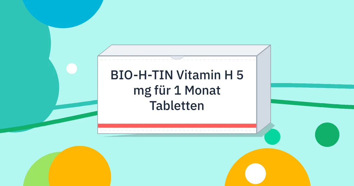 Symbolbild: Packung mit der Aufschrift BIO-H-TIN Vitamin H 5 mg für 1 Monat Tabletten (PZN 09900449) – Verfügbarkeit und Bezug in Apotheken in Frankfurt am Main