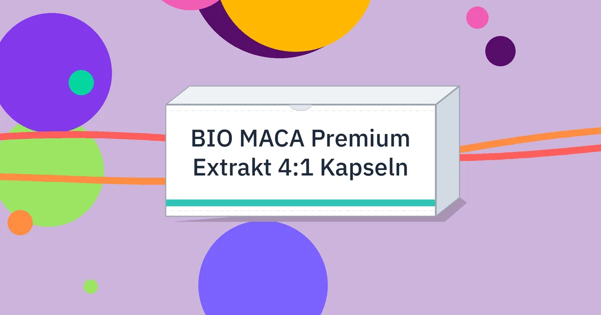 Symbolbild: Packung mit der Aufschrift BIO MACA Premium Extrakt 4:1 Kapseln (PZN 10009025) – Verfügbarkeit und Bezug in Apotheken in Frankfurt am Main