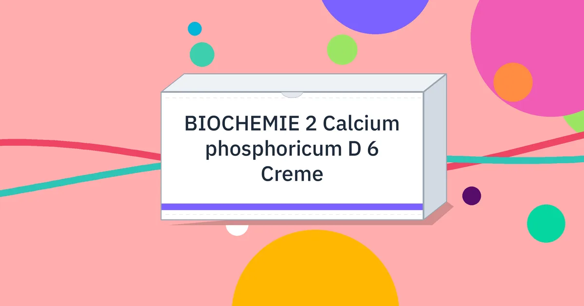 Symbolbild: Packung mit der Aufschrift BIOCHEMIE 2 Calcium phosphoricum D 6 Creme (PZN 04535198) – Verfügbarkeit und Bezug in Apotheken in Frankfurt am Main