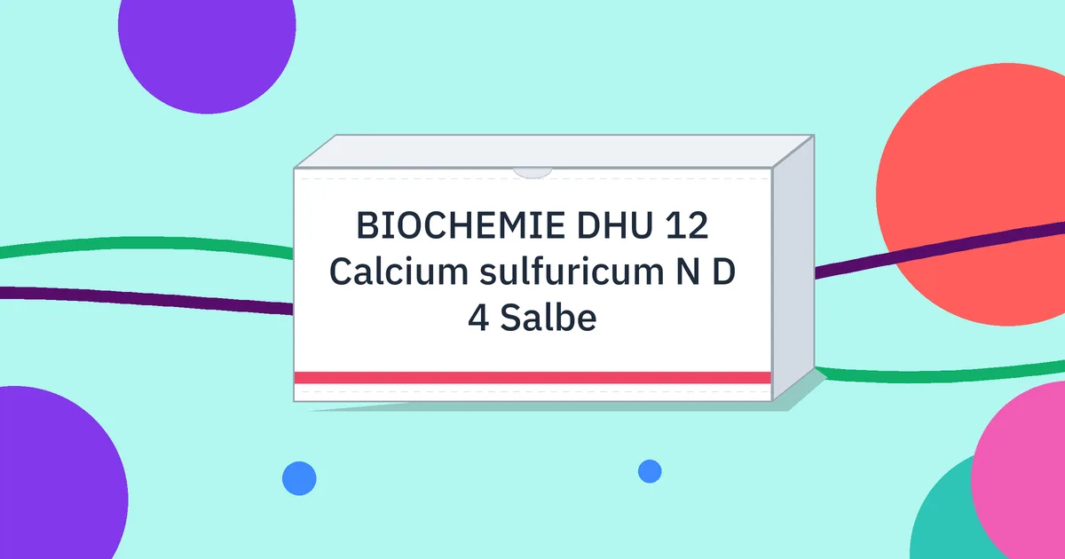 Symbolbild: Packung mit der Aufschrift BIOCHEMIE DHU 12 Calcium sulfuricum N D 4 Salbe (PZN 03965838) – Verfügbarkeit und Bezug in Apotheken in Frankfurt am Main