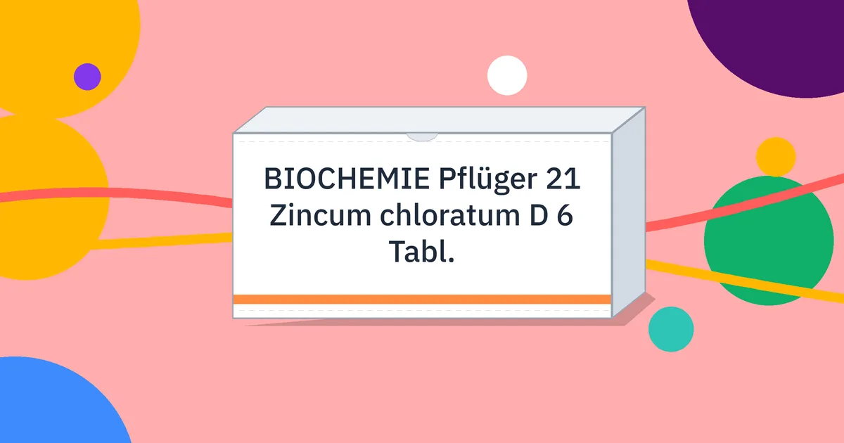 Symbolbild: Packung mit der Aufschrift BIOCHEMIE Pflüger 21 Zincum chloratum D 6 Tabl. (PZN 06322733) – Verfügbarkeit und Bezug in Apotheken in Frankfurt am Main