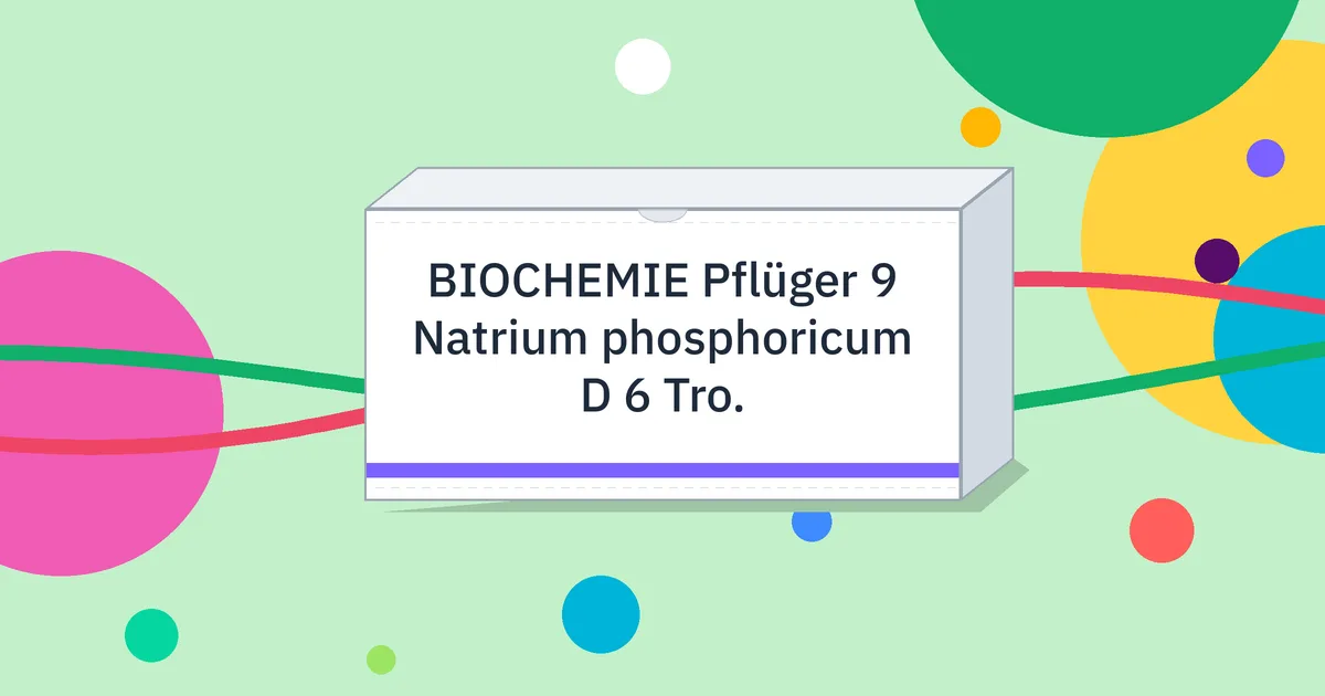 Symbolbild: Packung mit der Aufschrift BIOCHEMIE Pflüger 9 Natrium phosphoricum D 6 Tro. (PZN 06324666) – Verfügbarkeit und Bezug in Apotheken in Frankfurt am Main