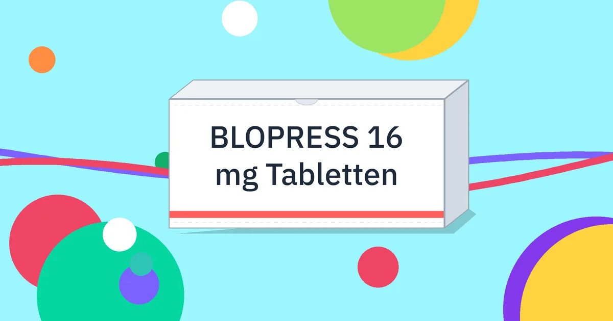 Symbolbild: Packung mit der Aufschrift BLOPRESS 16 mg Tabletten (PZN 14238171) – Verfügbarkeit und Bezug in Apotheken in Frankfurt am Main
