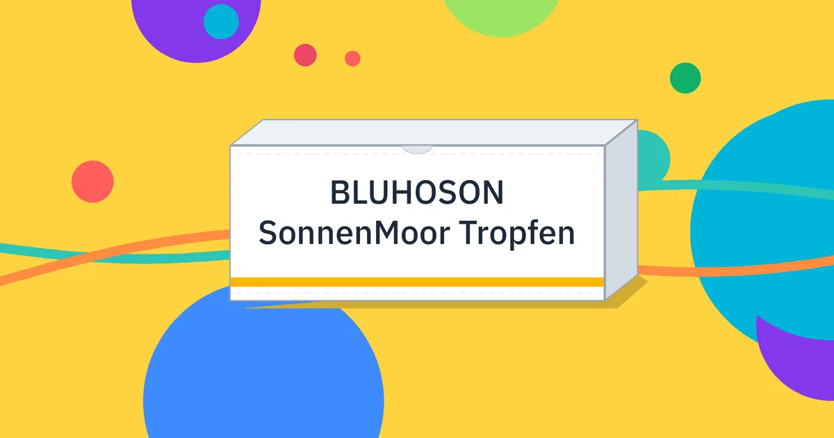 Symbolbild: Packung mit der Aufschrift BLUHOSON SonnenMoor Tropfen (PZN 00220598) – Verfügbarkeit und Bezug in Apotheken in Frankfurt am Main