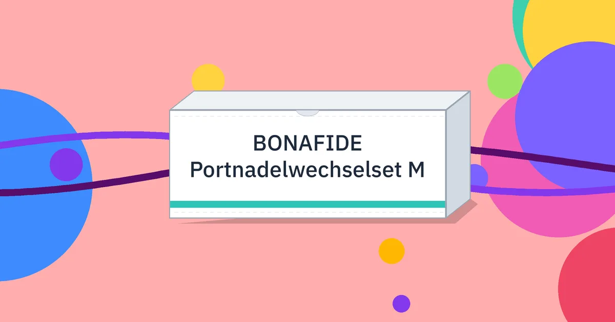 Symbolbild: Packung mit der Aufschrift BONAFIDE Portnadelwechselset M (PZN 19289049) – Verfügbarkeit und Bezug in Apotheken in Frankfurt am Main