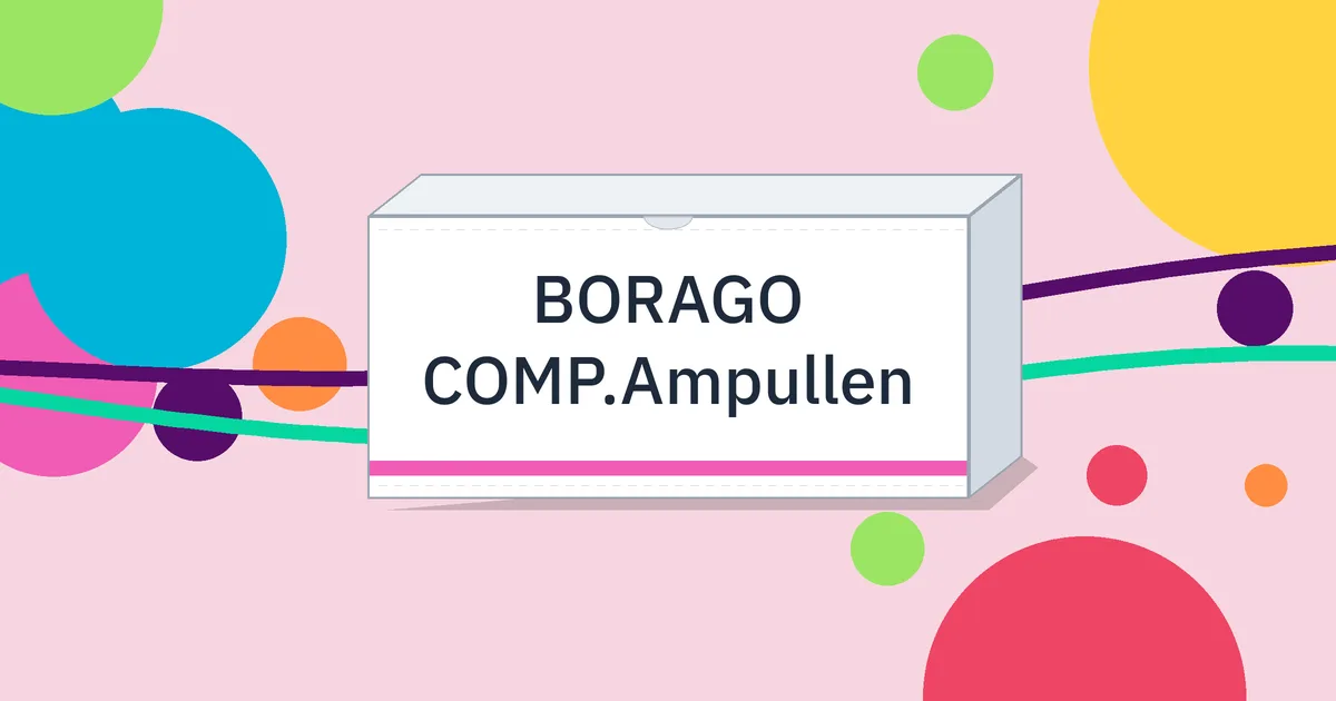 Symbolbild: Packung mit der Aufschrift BORAGO COMP.Ampullen (PZN 01751010) – Verfügbarkeit und Bezug in Apotheken in Frankfurt am Main