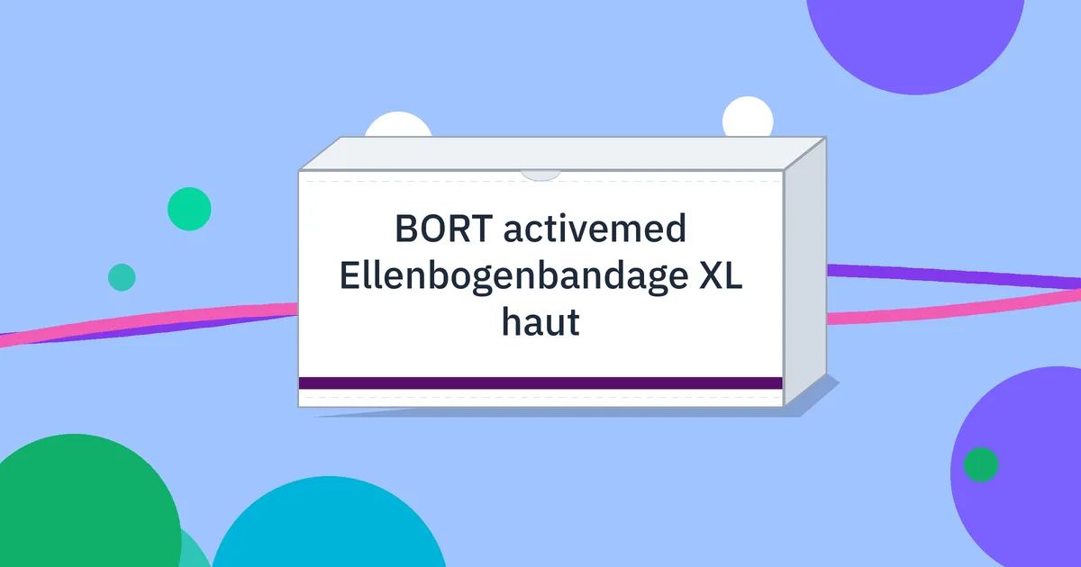 Symbolbild: Packung mit der Aufschrift BORT activemed Ellenbogenbandage XL haut (PZN 10024384) – Verfügbarkeit und Bezug in Apotheken in Frankfurt am Main
