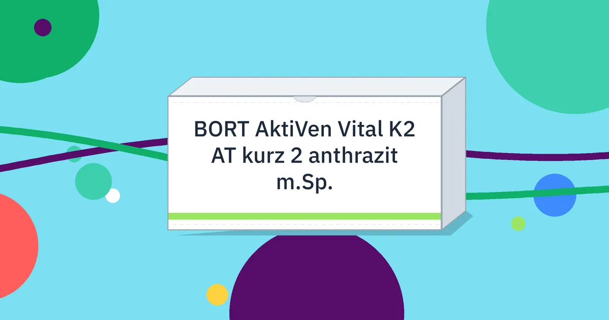 Symbolbild: Packung mit der Aufschrift BORT AktiVen Vital K2 AT kurz 2 anthrazit m.Sp. (PZN 13743292) – Verfügbarkeit und Bezug in Apotheken in Frankfurt am Main