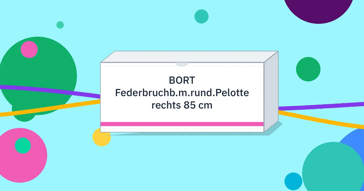 Symbolbild: Packung mit der Aufschrift BORT Federbruchb.m.rund.Pelotte rechts 85 cm (PZN 07195136) – Verfügbarkeit und Bezug in Apotheken in Frankfurt am Main