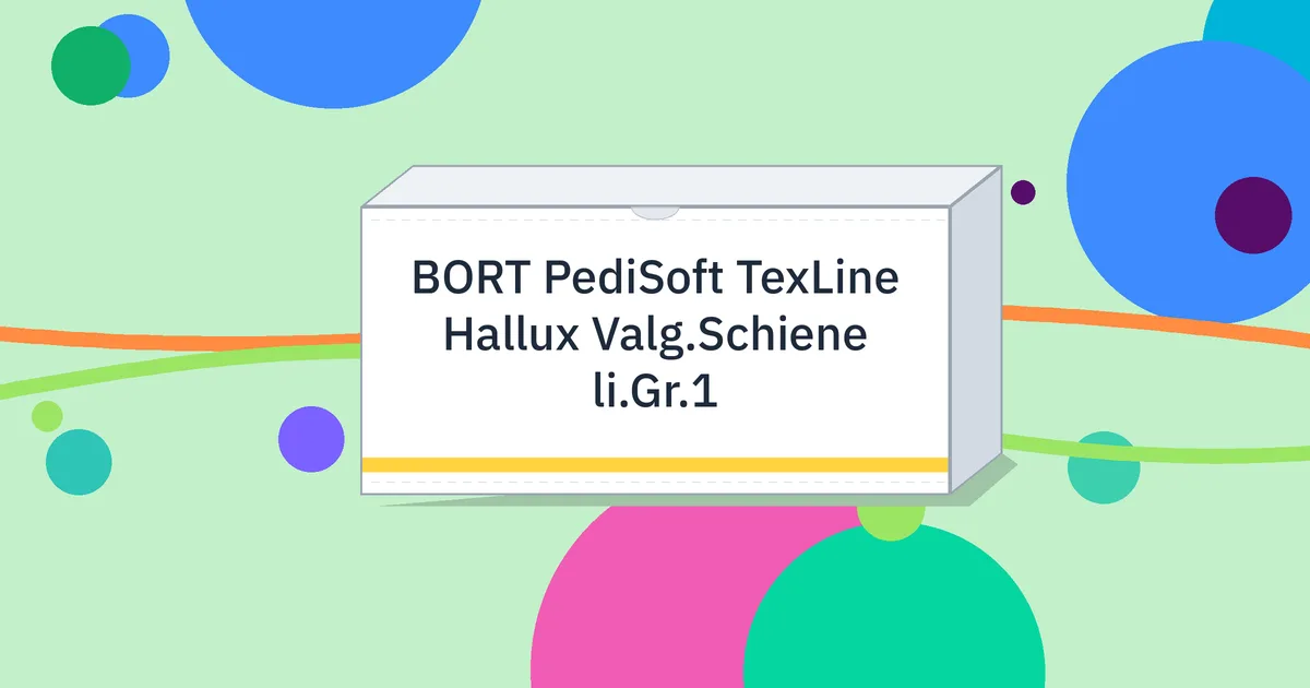 Symbolbild: Packung mit der Aufschrift BORT PediSoft TexLine Hallux Valg.Schiene li.Gr.1 (PZN 17842619) – Verfügbarkeit und Bezug in Apotheken in Frankfurt am Main