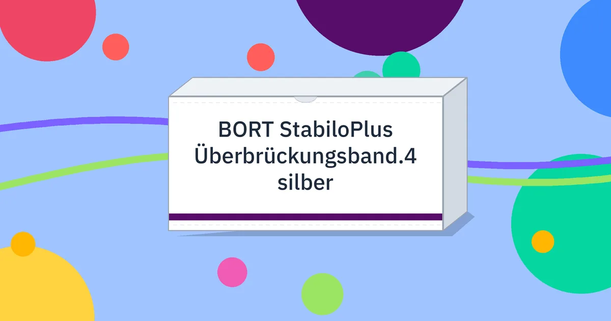 Symbolbild: Packung mit der Aufschrift BORT StabiloPlus Überbrückungsband.4 silber (PZN 05873135) – Verfügbarkeit und Bezug in Apotheken in Frankfurt am Main