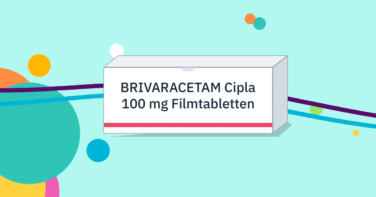 Symbolbild: Packung mit der Aufschrift BRIVARACETAM Cipla 100 mg Filmtabletten (PZN 20408341) – Verfügbarkeit und Bezug in Apotheken in Frankfurt am Main