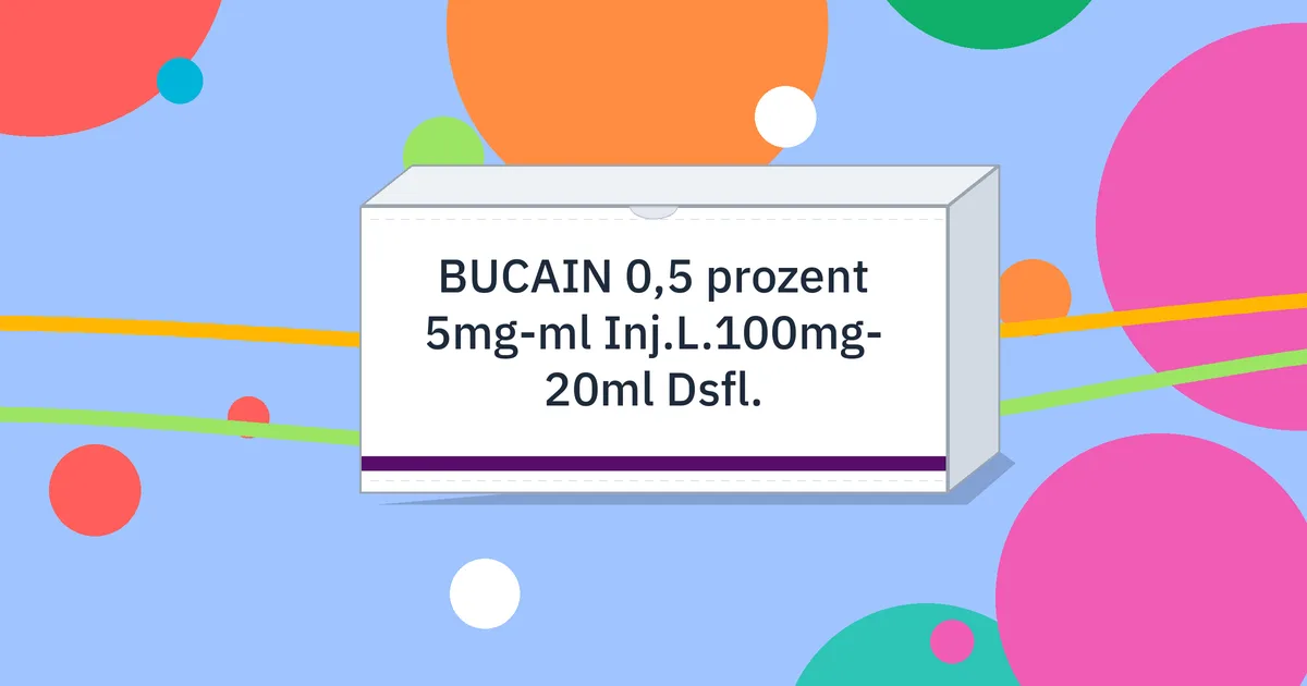 Symbolbild: Packung mit der Aufschrift BUCAIN 0,5 prozent 5mg-ml Inj.L.100mg-20ml Dsfl. (PZN 11353664) – Verfügbarkeit und Bezug in Apotheken in Frankfurt am Main