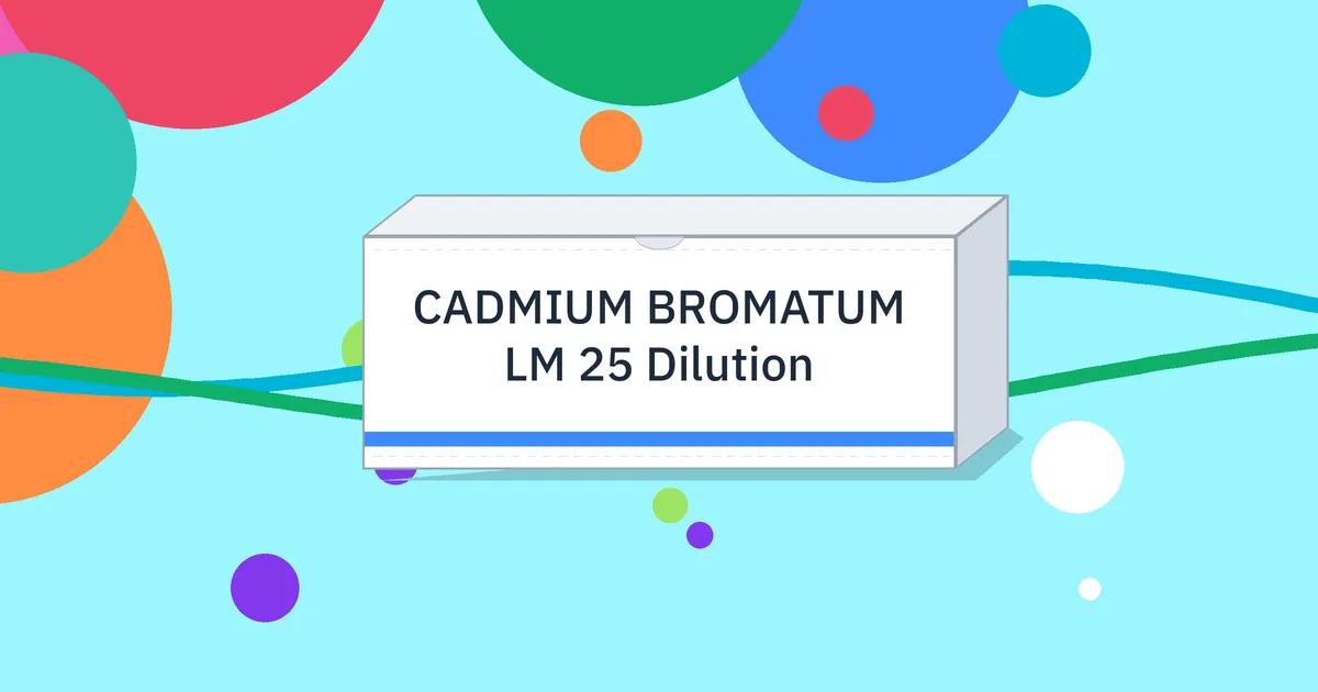 Symbolbild: Packung mit der Aufschrift CADMIUM BROMATUM LM 25 Dilution (PZN 12797995) – Verfügbarkeit und Bezug in Apotheken in Frankfurt am Main