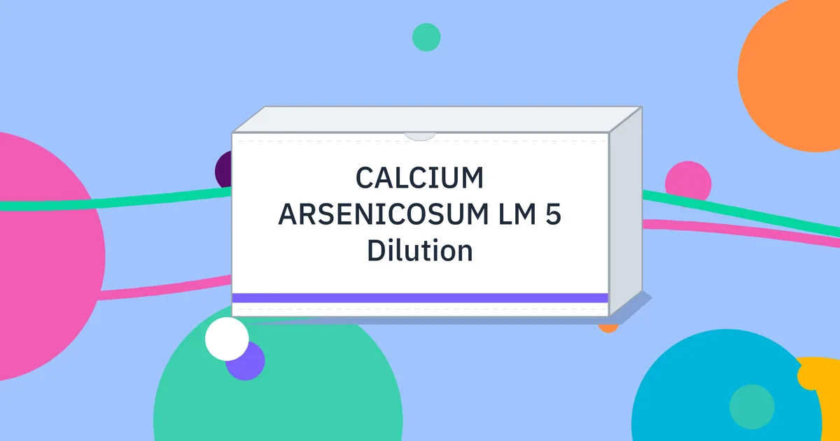 Symbolbild: Packung mit der Aufschrift CALCIUM ARSENICOSUM LM 5 Dilution (PZN 12799942) – Verfügbarkeit und Bezug in Apotheken in Frankfurt am Main