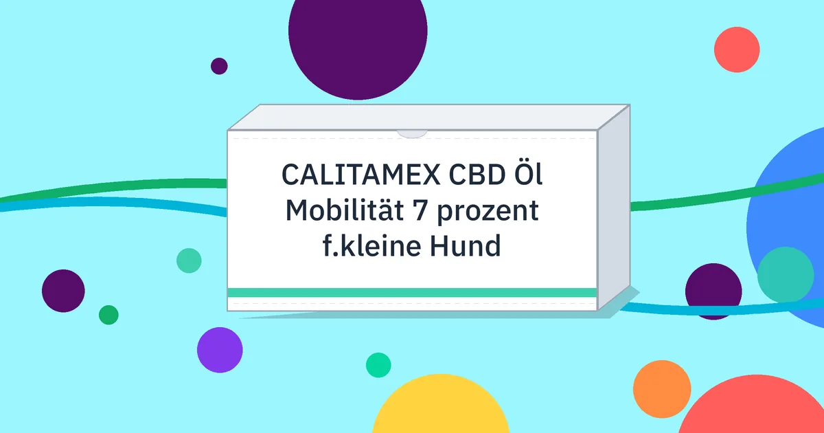 Symbolbild: Packung mit der Aufschrift CALITAMEX CBD Öl Mobilität 7 prozent f.kleine Hund (PZN 19649105) – Verfügbarkeit und Bezug in Apotheken in Frankfurt am Main