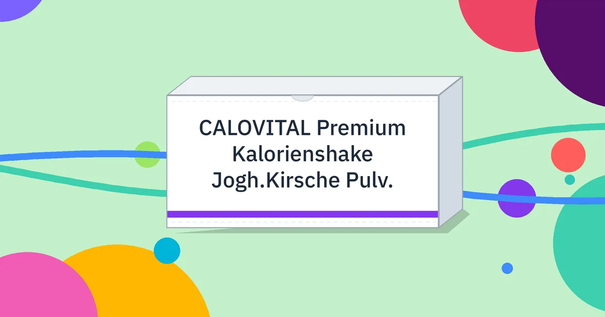 Symbolbild: Packung mit der Aufschrift CALOVITAL Premium Kalorienshake Jogh.Kirsche Pulv. (PZN 17200648) – Verfügbarkeit und Bezug in Apotheken in Frankfurt am Main