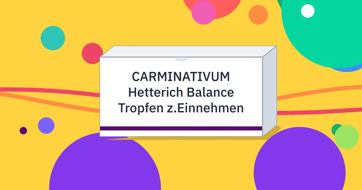 Symbolbild: Packung mit der Aufschrift CARMINATIVUM Hetterich Balance Tropfen z.Einnehmen (PZN 10346573) – Verfügbarkeit und Bezug in Apotheken in Frankfurt am Main