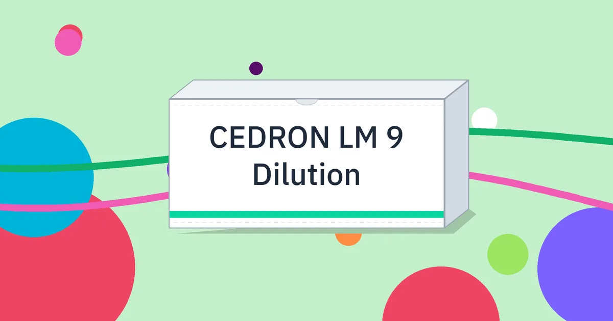 Symbolbild: Packung mit der Aufschrift CEDRON LM 9 Dilution (PZN 13435633) – Verfügbarkeit und Bezug in Apotheken in Frankfurt am Main