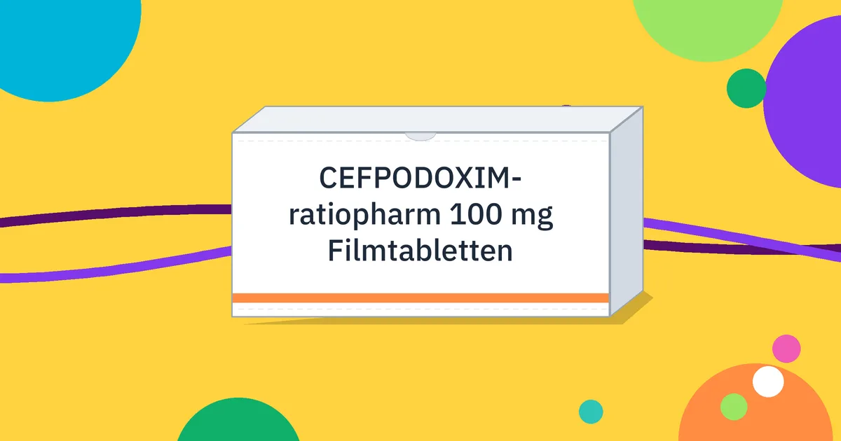 Symbolbild: Packung mit der Aufschrift CEFPODOXIM-ratiopharm 100 mg Filmtabletten (PZN 04478460) – Verfügbarkeit und Bezug in Apotheken in Frankfurt am Main