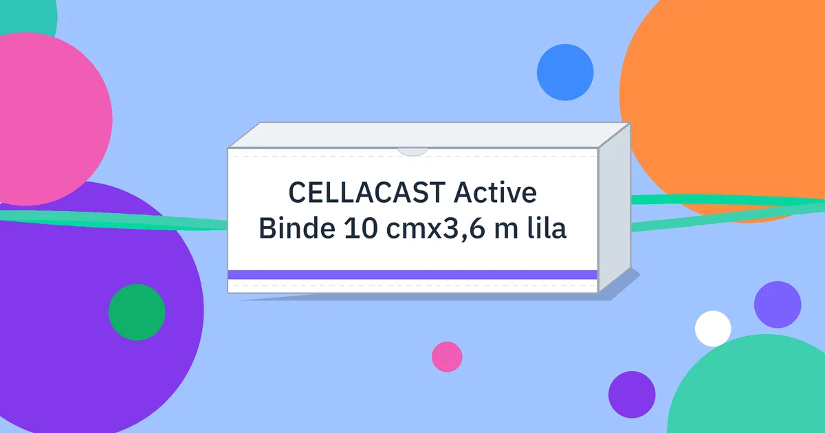 Symbolbild: Packung mit der Aufschrift CELLACAST Active Binde 10 cmx3,6 m lila (PZN 14264441) – Verfügbarkeit und Bezug in Apotheken in Frankfurt am Main