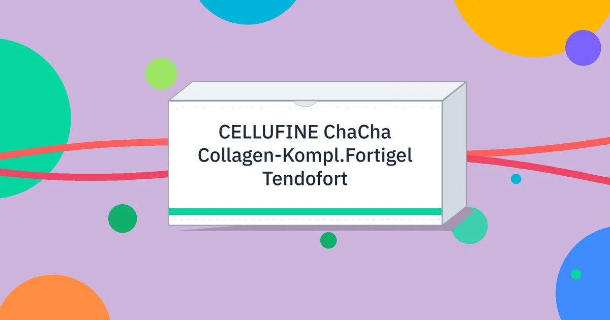 Symbolbild: Packung mit der Aufschrift CELLUFINE ChaCha Collagen-Kompl.Fortigel Tendofort (PZN 20168807) – Verfügbarkeit und Bezug in Apotheken in Frankfurt am Main