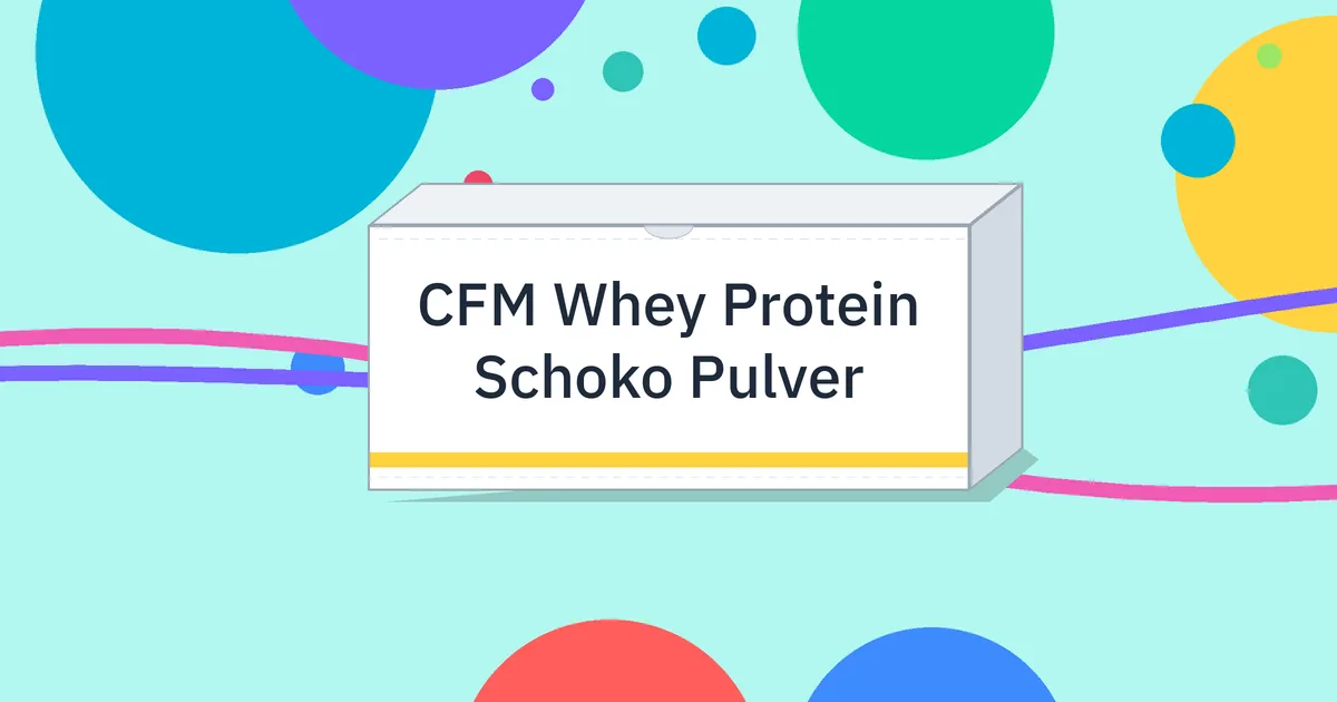Symbolbild: Packung mit der Aufschrift CFM Whey Protein Schoko Pulver (PZN 12458566) – Verfügbarkeit und Bezug in Apotheken in Frankfurt am Main