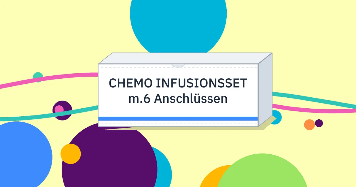 Symbolbild: Packung mit der Aufschrift CHEMO INFUSIONSSET m.6 Anschlüssen (PZN 02058920) – Verfügbarkeit und Bezug in Apotheken in Frankfurt am Main