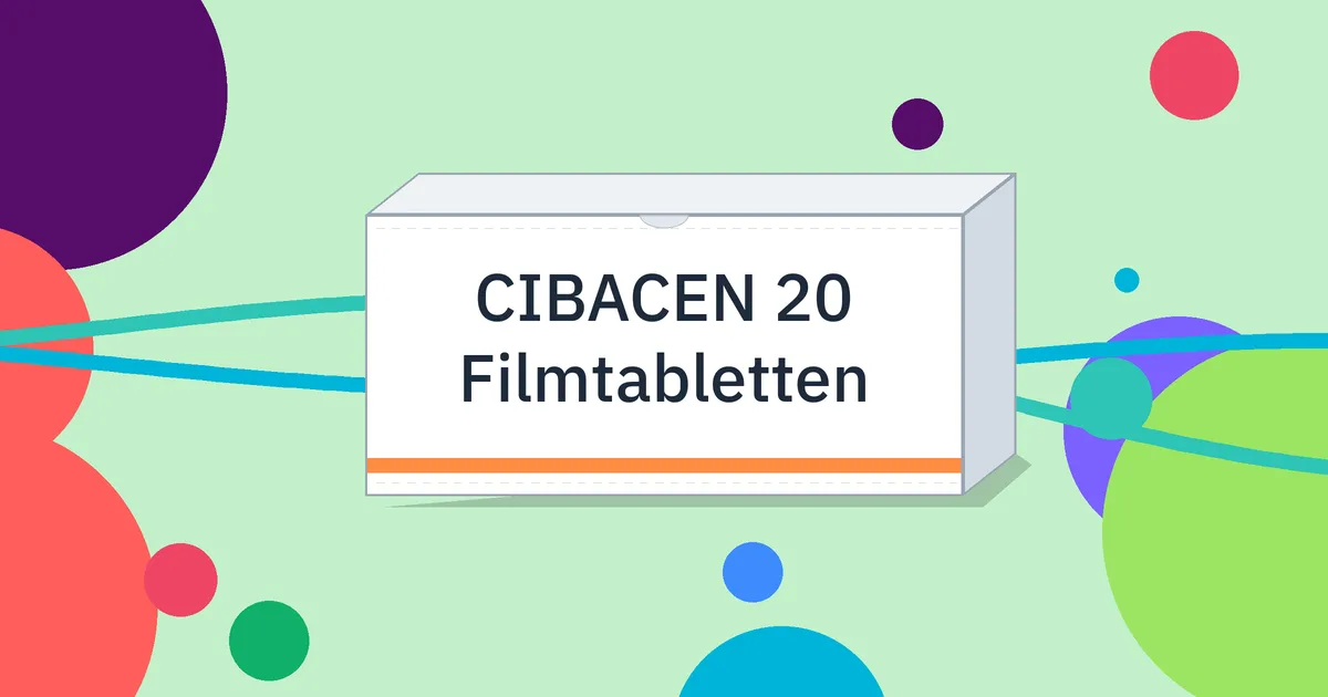 Symbolbild: Packung mit der Aufschrift CIBACEN 20 Filmtabletten (PZN 04511542) – Verfügbarkeit und Bezug in Apotheken in Frankfurt am Main