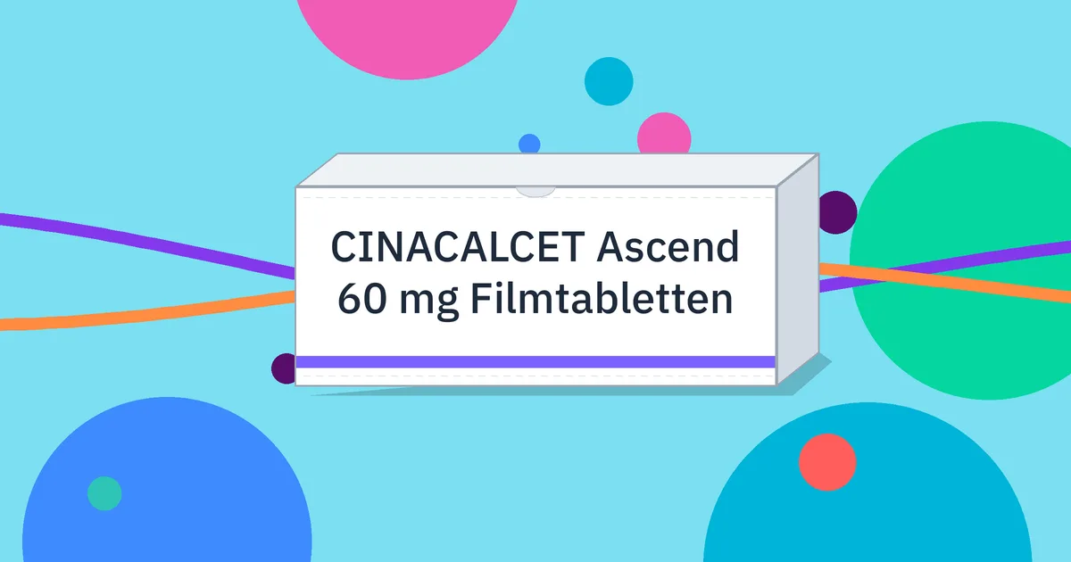 Symbolbild: Packung mit der Aufschrift CINACALCET Ascend 60 mg Filmtabletten (PZN 16127317) – Verfügbarkeit und Bezug in Apotheken in Frankfurt am Main