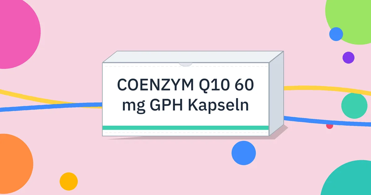 Symbolbild: Packung mit der Aufschrift COENZYM Q10 60 mg GPH Kapseln (PZN 01551251) – Verfügbarkeit und Bezug in Apotheken in Frankfurt am Main